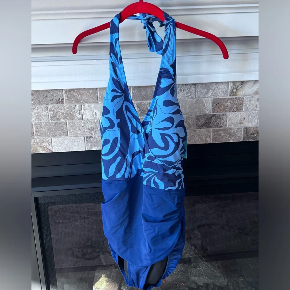 Bal Harbour | Swim | Bal Harbor Size 6 Faux Wrap Halter One Piece Blue ...